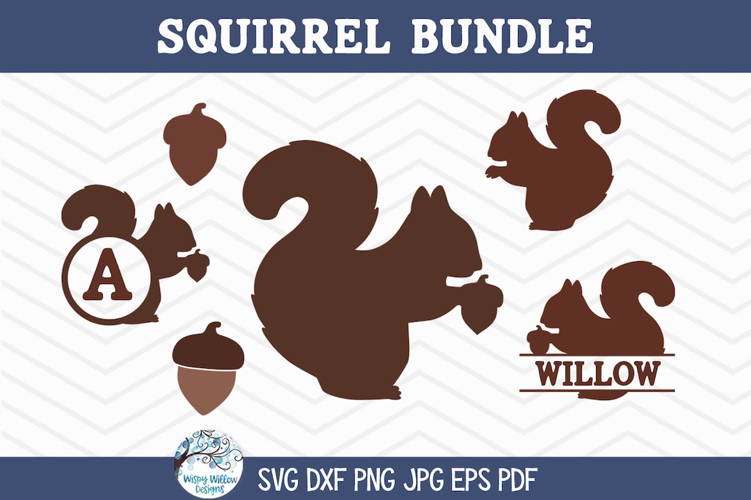 Squirrel SVG Bundle for Cricut, Squirrel Silhouette Clipart PNG, Fall ...