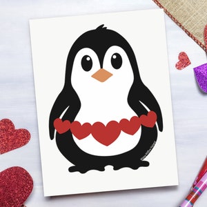 Valentine's Day Penguin SVG, DXF, PNG, Penguin With Hearts Svg ...