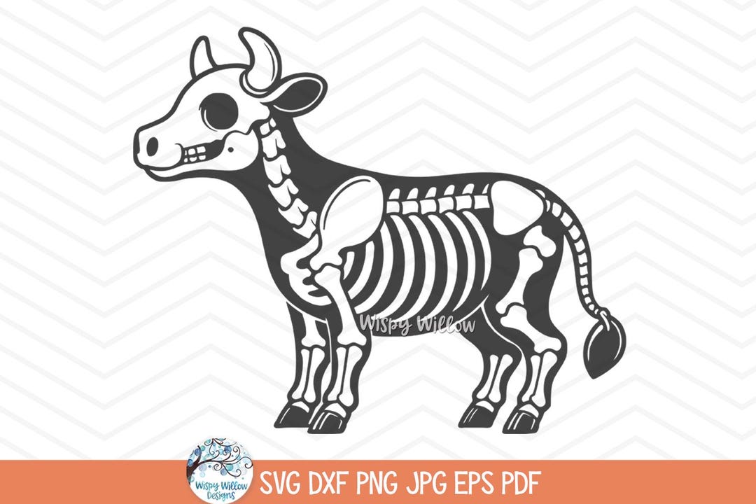 Cow Skeleton SVG for Cricut, Farm Animal Skeleton Bones Clipart JPG ...