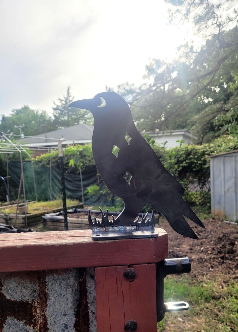 Metal Crow Fence Post Sitter - Etsy