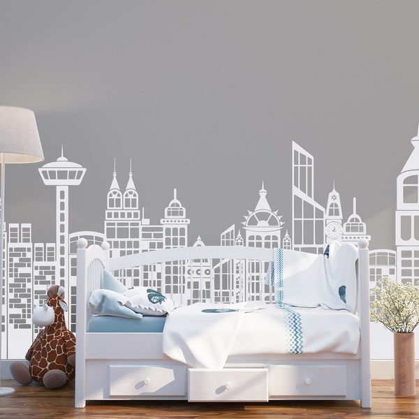 Cityscape Wall Decal - Etsy