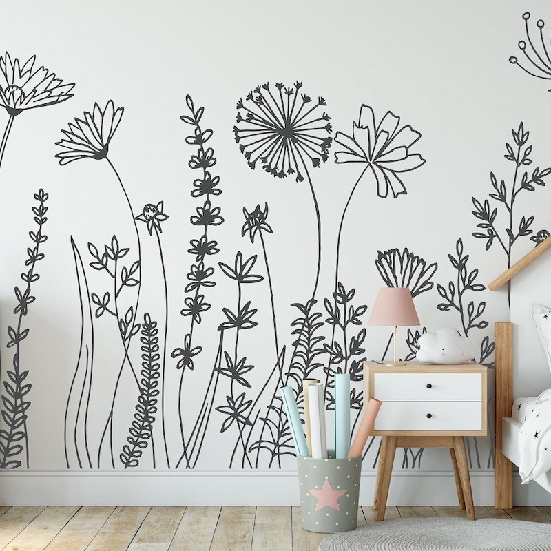 Wildflower Wall Decal - Etsy