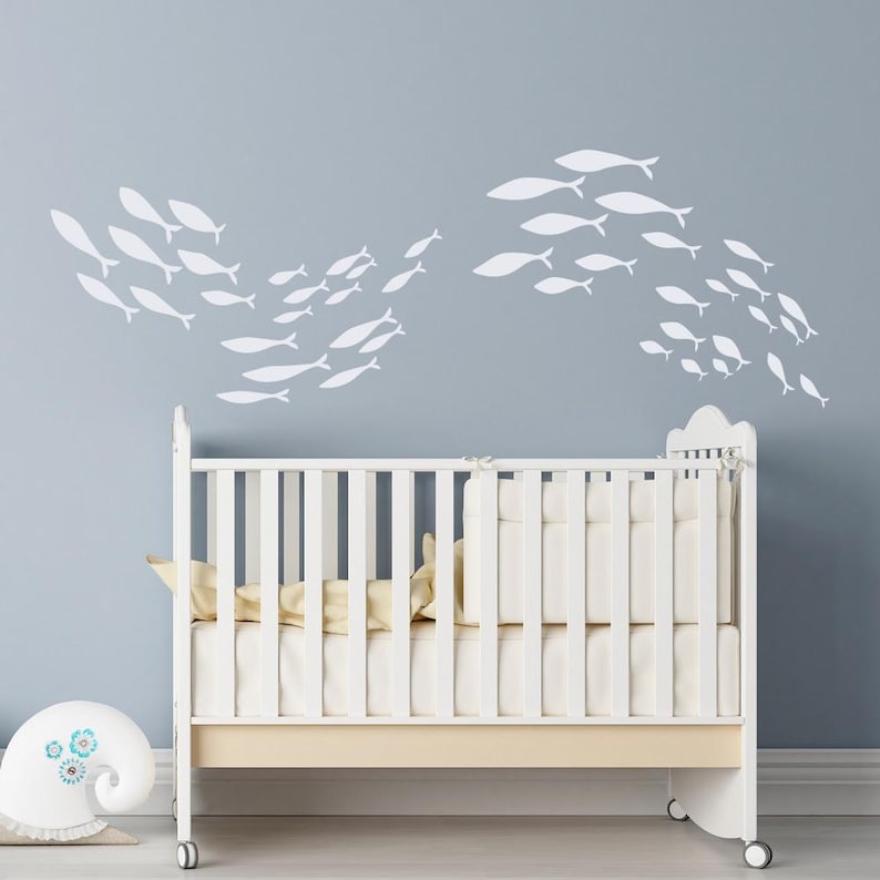 School of Fish Wall Decal: Nursery Ocean Decor, Waterproof Sticker ...