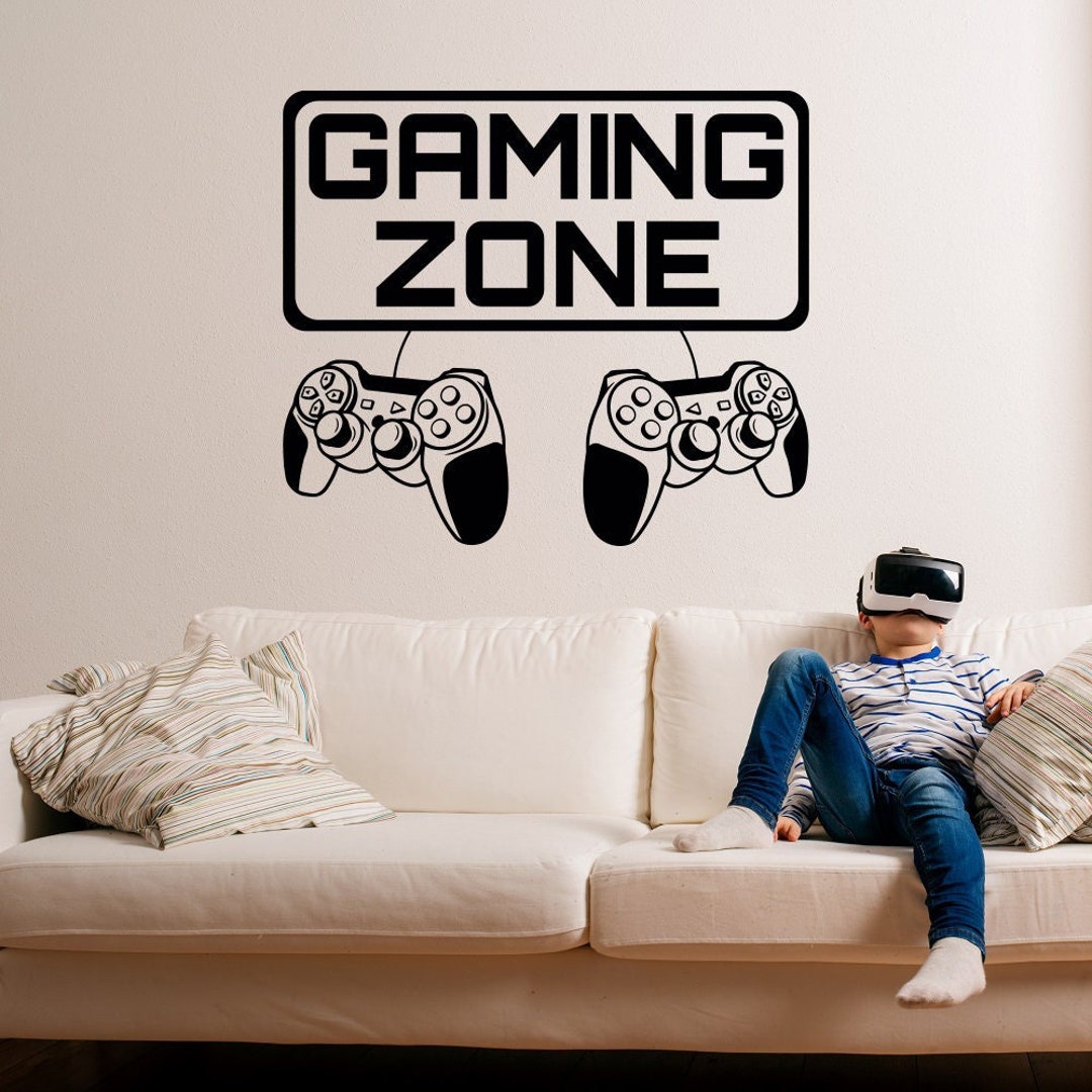 Gaming Zone Wall Decal, Game Controller Sticker, Gaming Room Decor ...