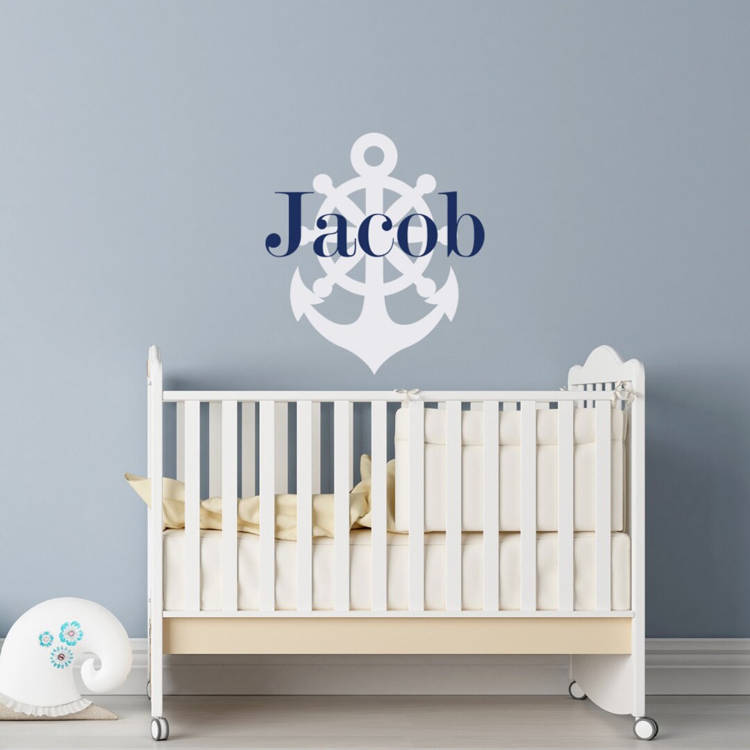 Nautical Name Wall Decal - Personalized Anchor Name Decal - Name Wall ...