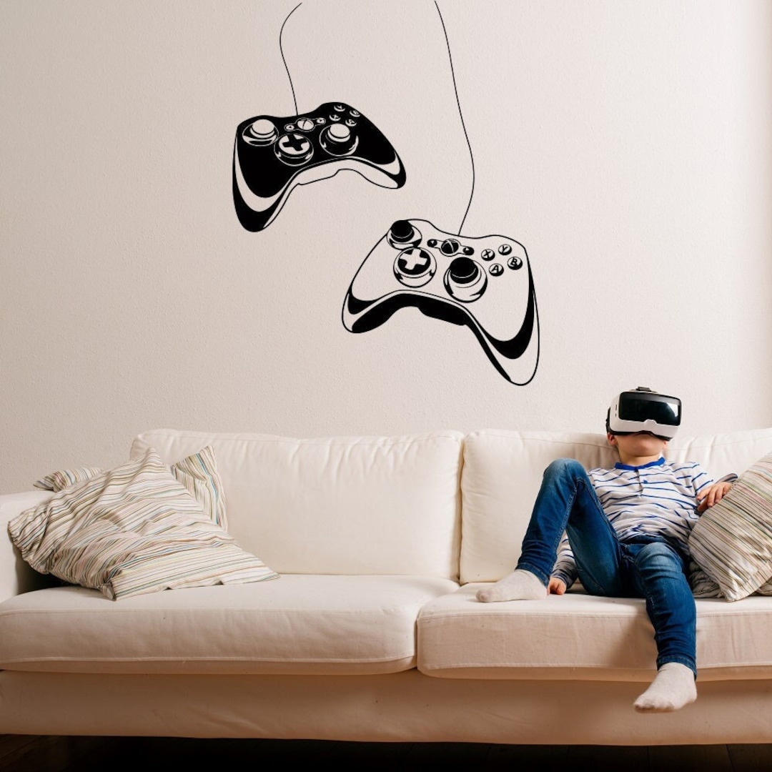 Set of 2 Game Controllers Wall Art Decals for Teen Boys Game Room Decor ...