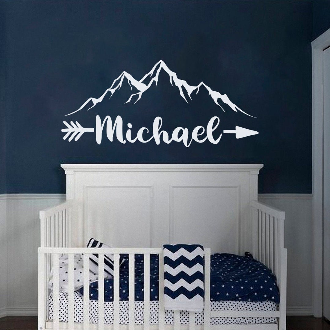 Mountain Name Wall Decal for Nursery, Mountain Boys Room Decor ...