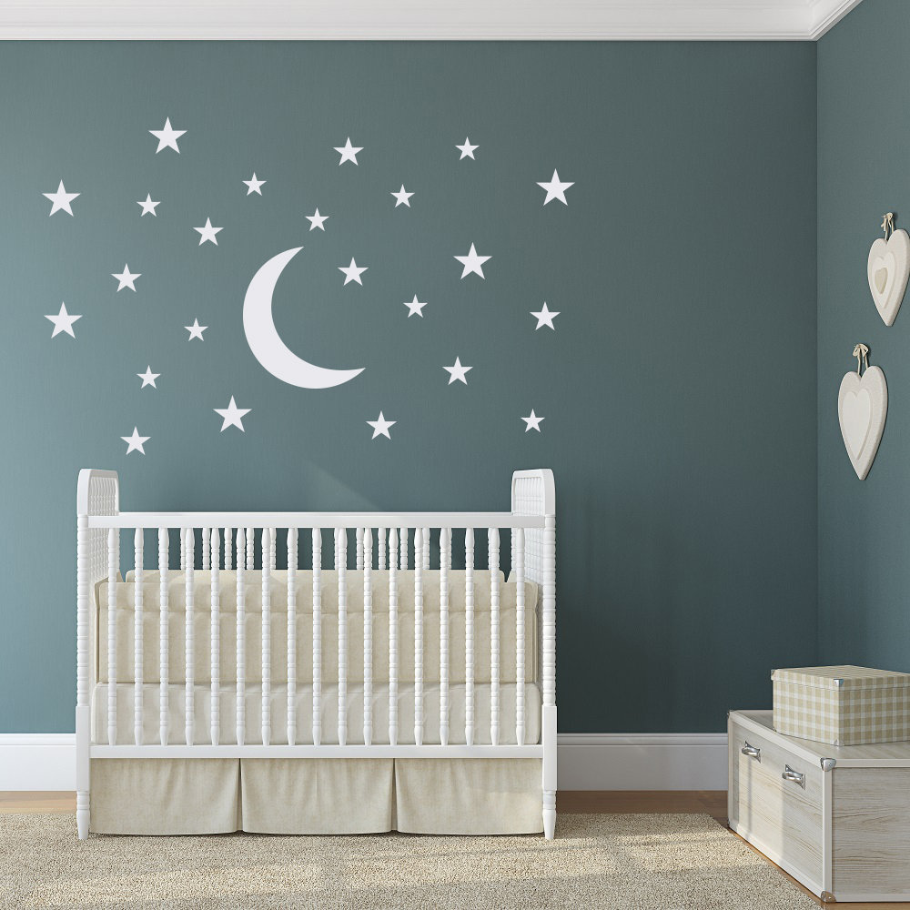 Moon and Stars Wall Decal Set Nursery Wall Decal Star and | Etsy