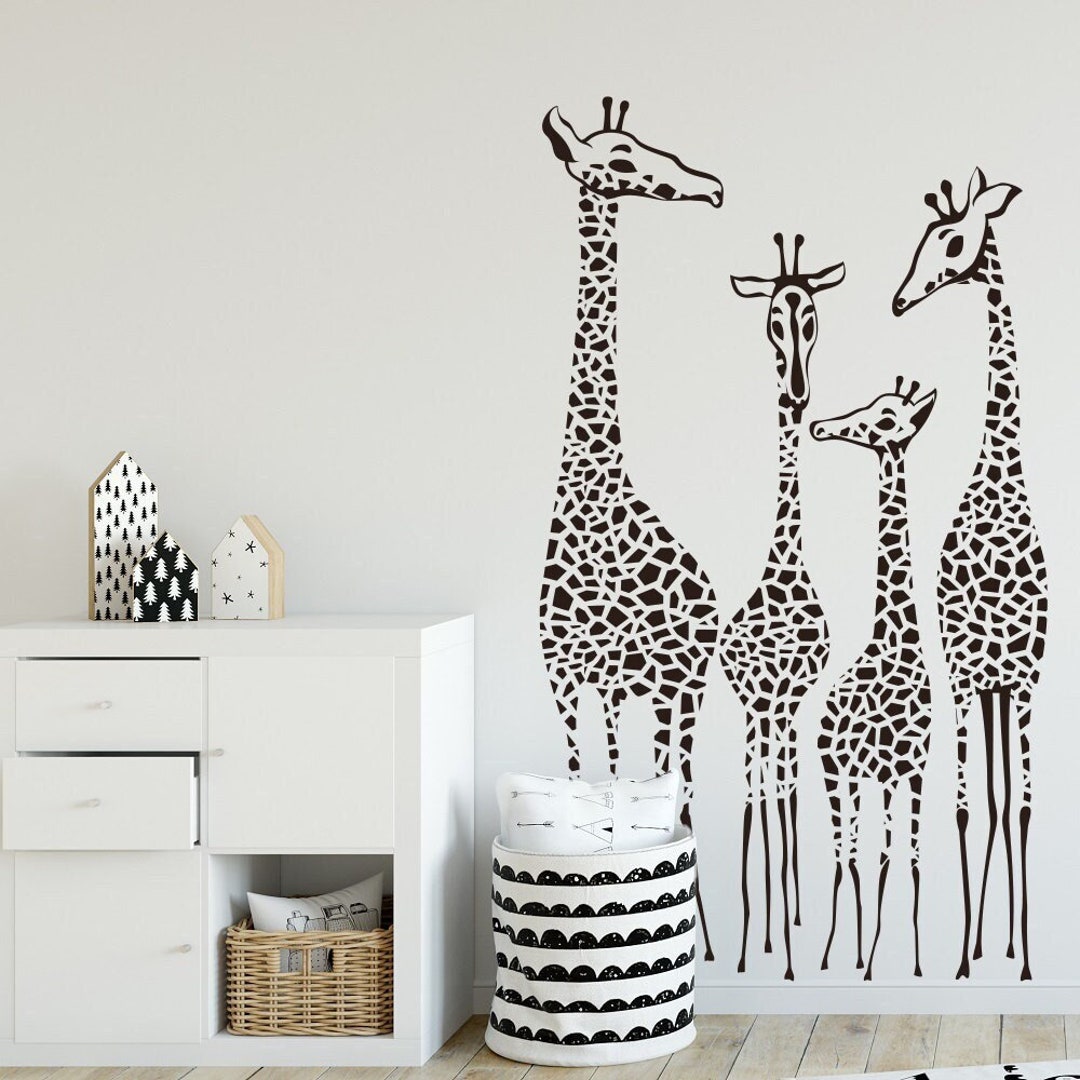 Giraffe Family Wall Decal Set of 4 Giraffes Wall Art Stickers - Etsy