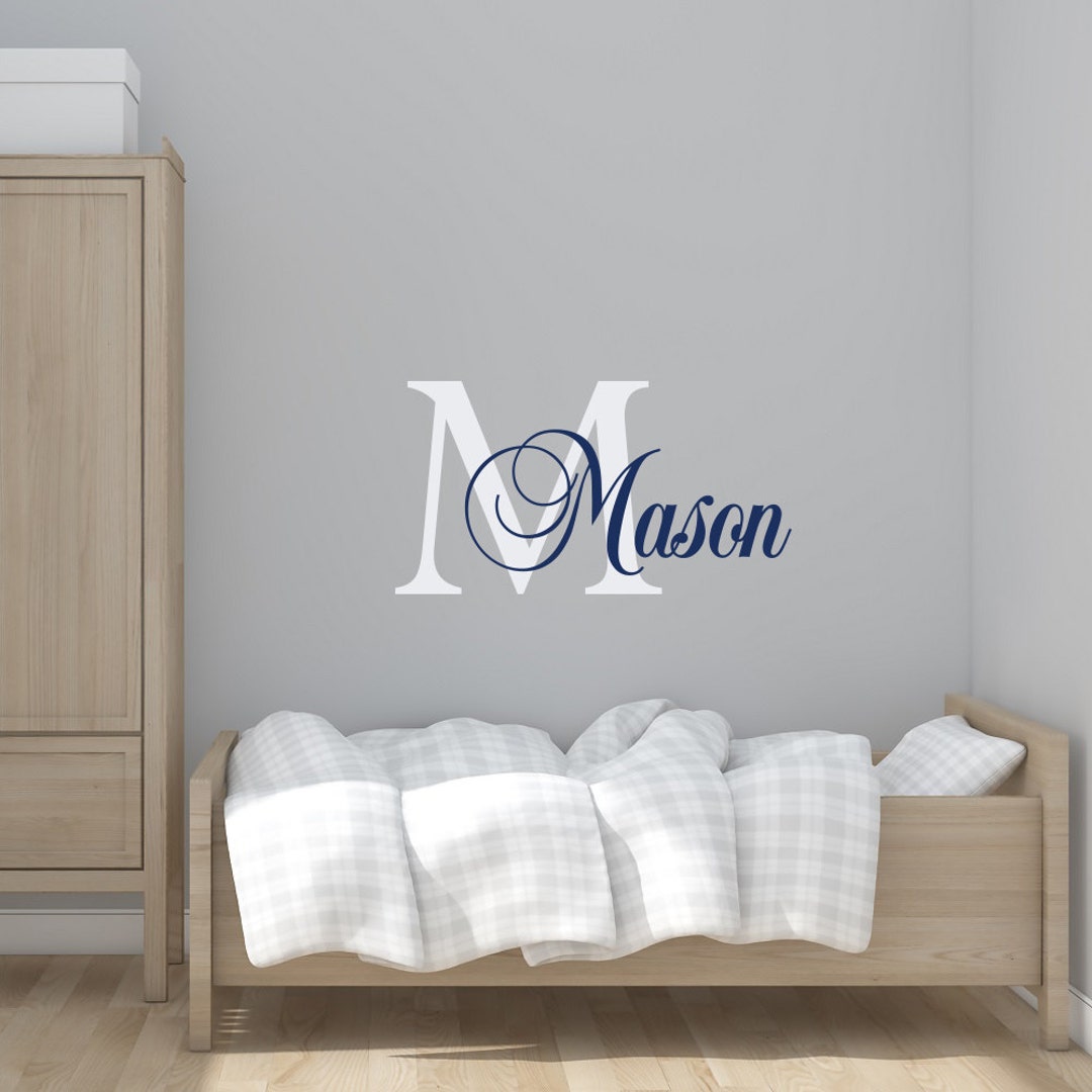Boy Personalized Name Wall Decal - Initial Wall Decal - Monogram Wall ...