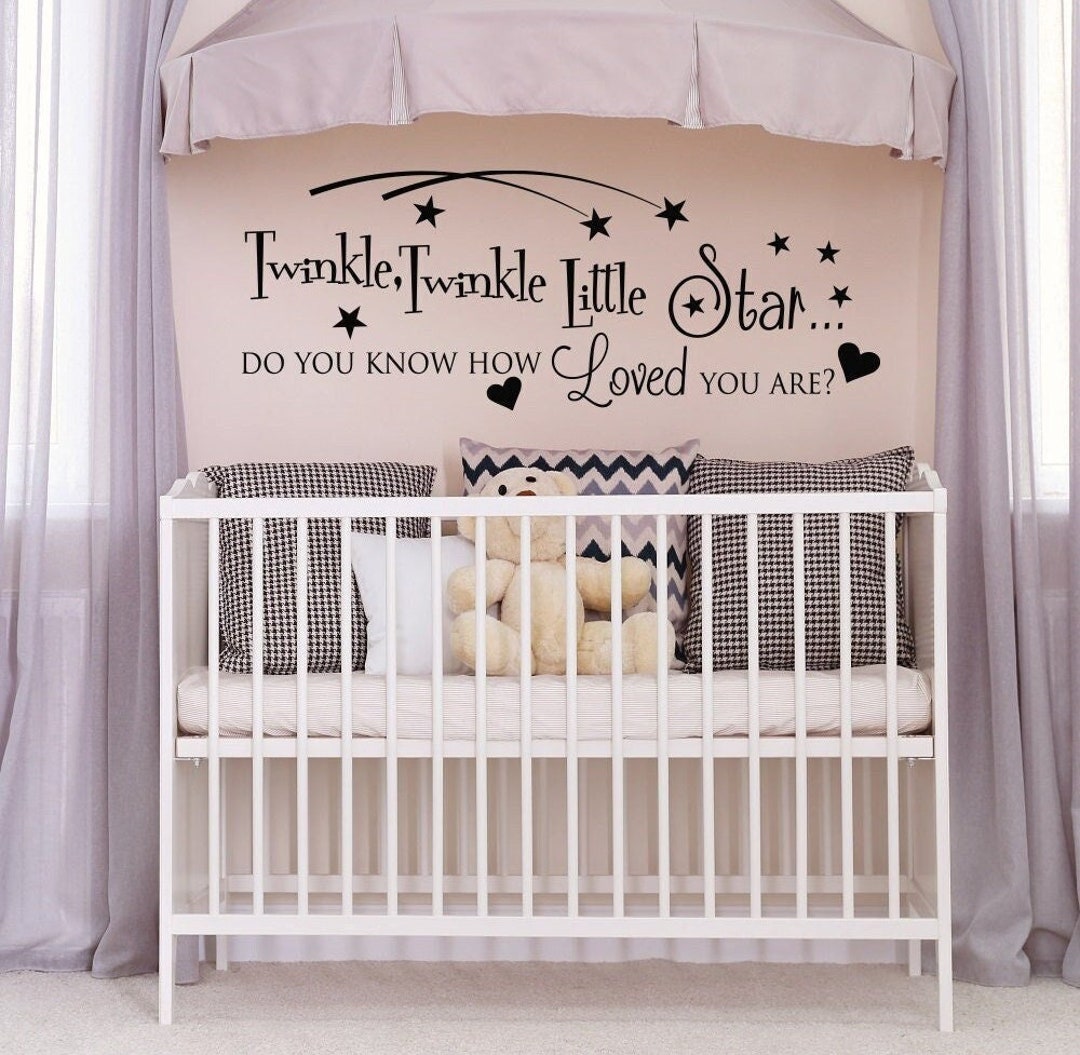Twinkle Twinkle Little Star Wall Decal Quote, Little Girls Room Wall ...