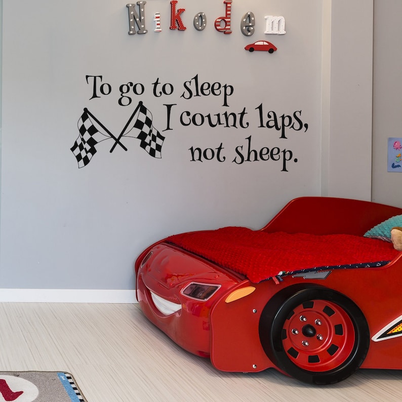 Checkered Flags Wall Decal: Race Car Nursery Decor WW36 - Etsy