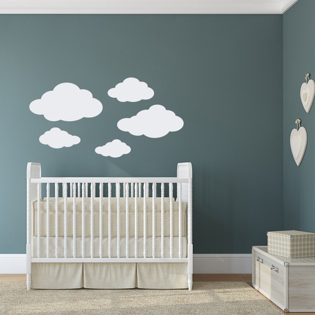 Set of 5 Clouds Wall Decal, Clouds Decal for Nursery, Cloud Nursery ...