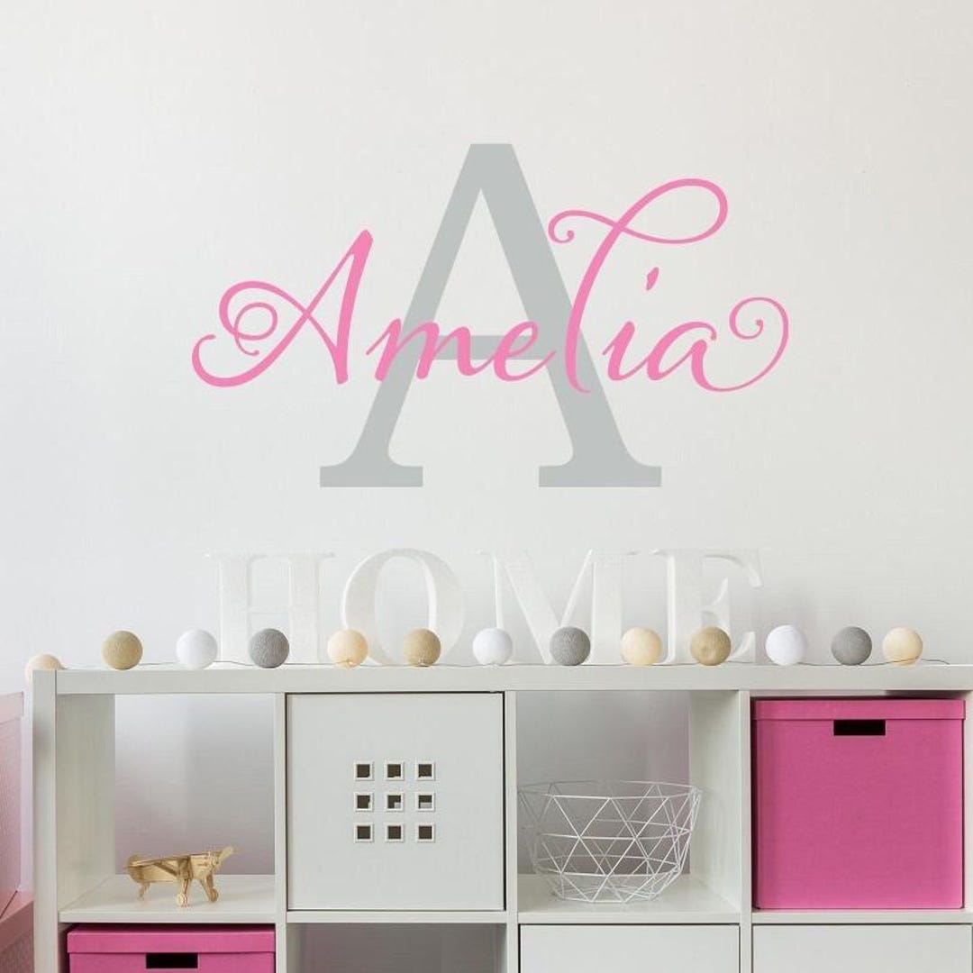 Personalized Baby Name Nursery Wall Decal, Custom Monogram Sticker ...