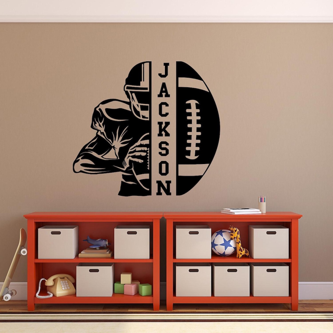 Personalized American Football Name Wall Decal, Custom Football Player ...