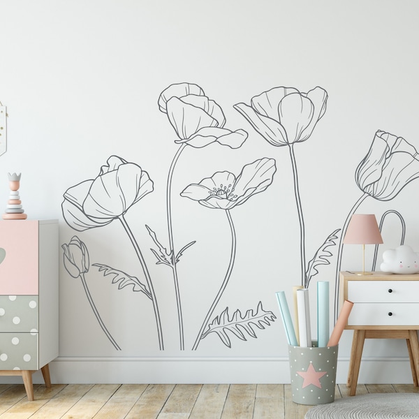 Poppy Flower Wall Decal - Etsy