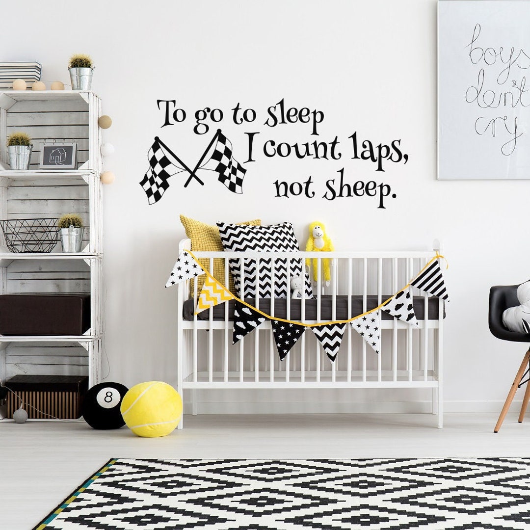 Checkered Flags Wall Decal: Race Car Nursery Decor WW36 - Etsy