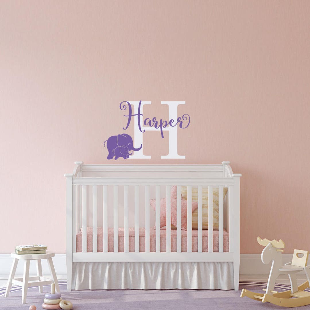 Elephant Name Wall Decal- Elephant Nursery Wall Decal- Personalized ...
