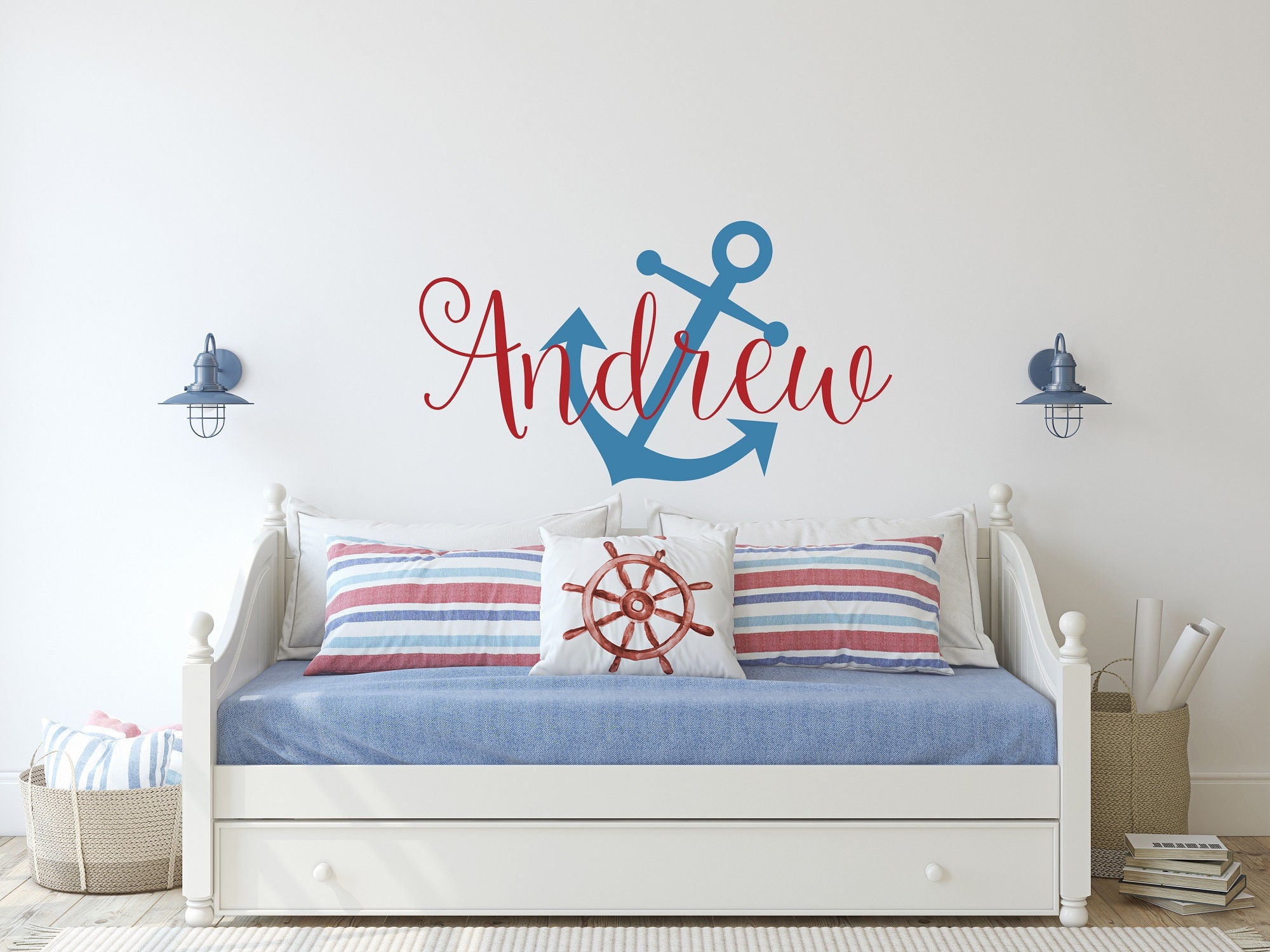 Personalized Anchor Name Decal Coastal Decor Nautical Name | Etsy