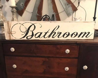 Rustic Bath Wall Sign / Wooden Wall Sign / Hand Painted / Distressed ...