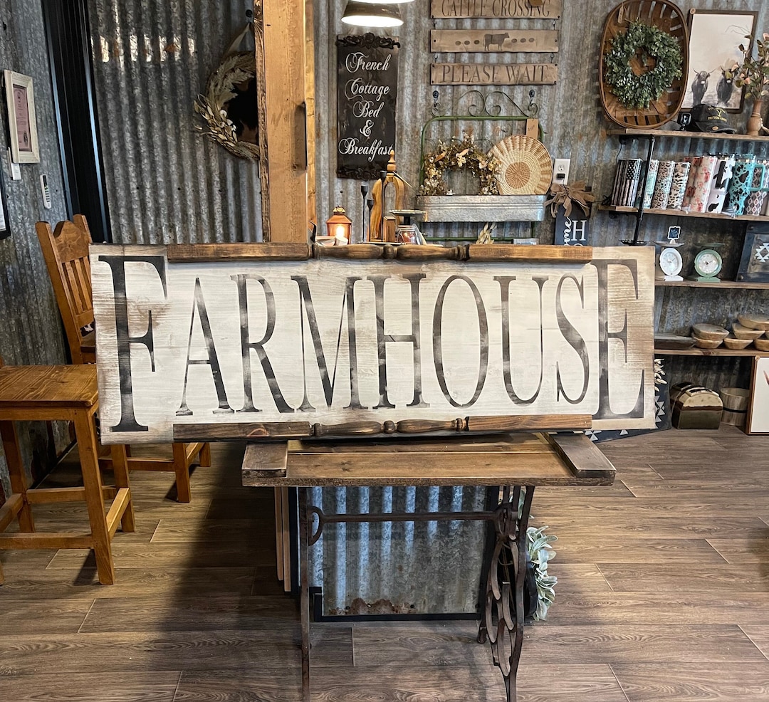 Large Farmhouse Sign/ Distressed Vintage Decor (48” X 16”) / Vintage ...