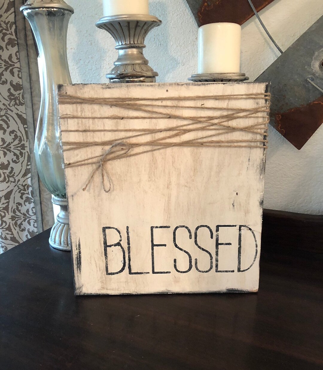 Rustic Blessed Sign Decor / Blessed Sign / Blessed Sign / Shelf Sitter ...