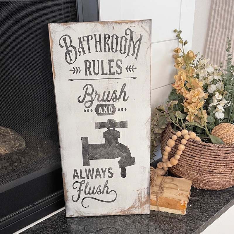 Rustic Bathroom Signs - Etsy