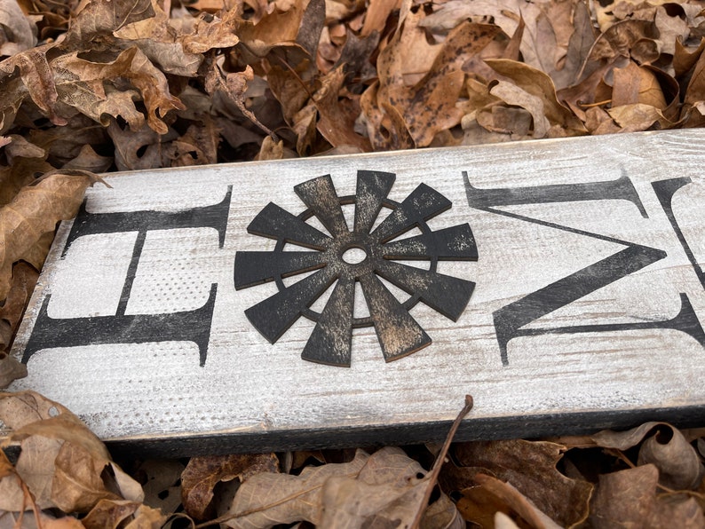 Small Home Sign With Windmill Attached / Windmill Sign / - Etsy