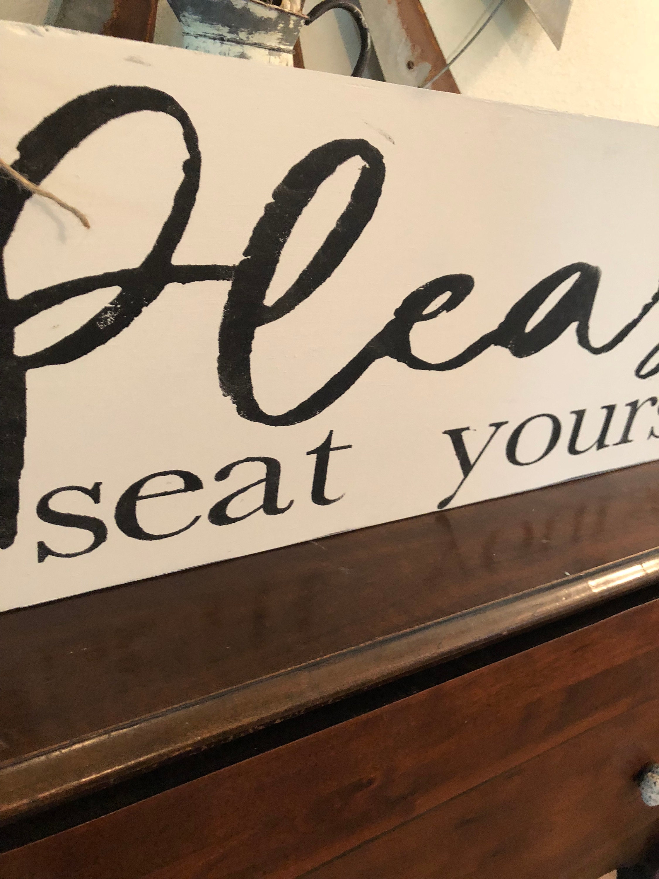 Hand-painted Farmhouse Wood Sign: Please Seat Yourself Bathroom Decor ...