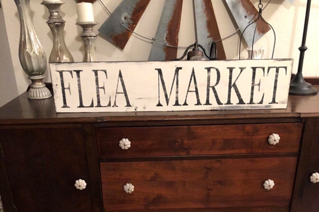 Flea Market Sign / Farmhouse Sign / Vintage Sign / Antiques Sign ...