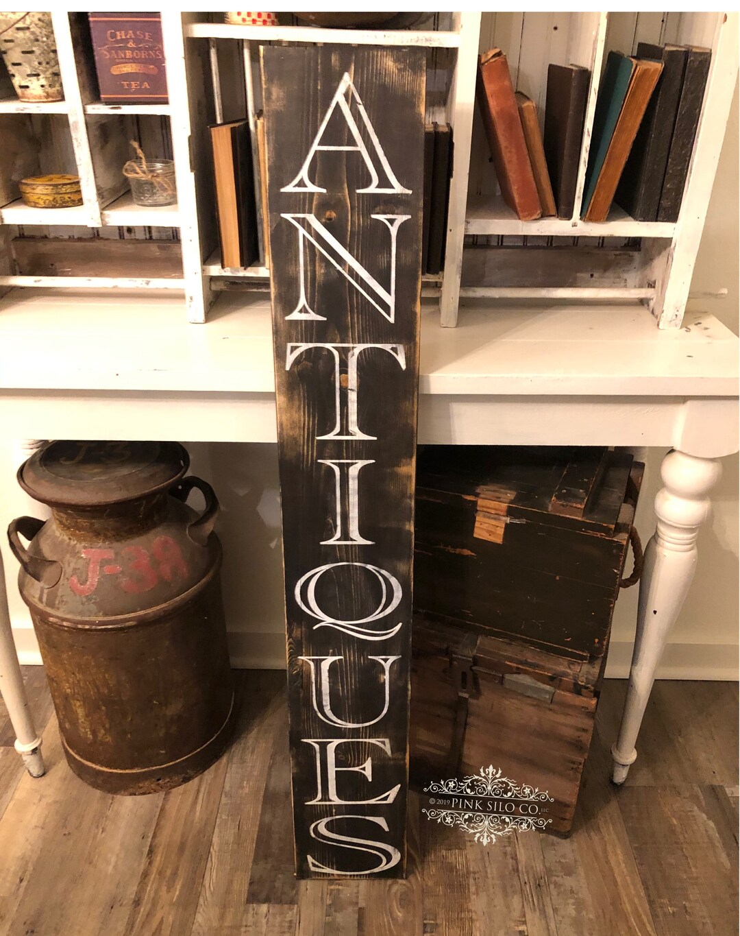 Large Antiques Sign / Vertical Antique Sign / Vintage Farmhouse Sign ...