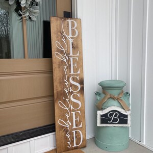 Hand Painted Blessed Wood Sign: Farmhouse Vertical Porch Decor - Etsy