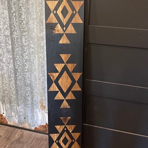 Hand Painted Aztec Wood Sign: Large Rustic Tribal Decor (48” X 11.25 ...