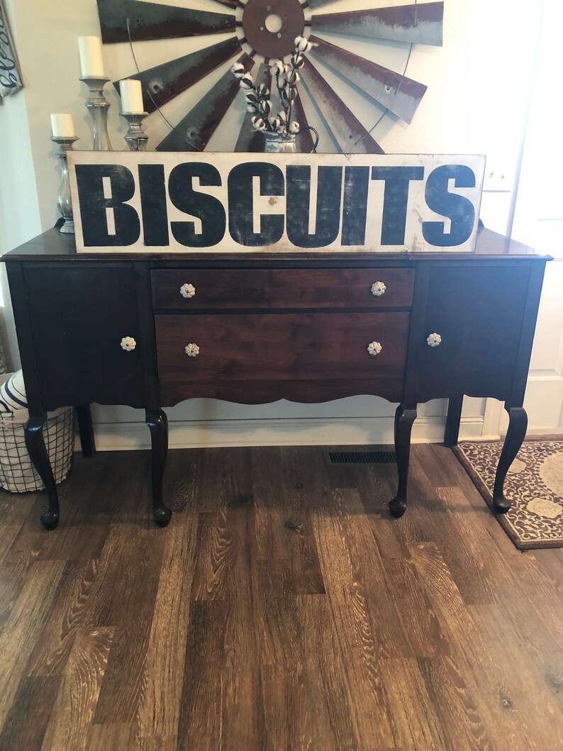 Large Biscuits Sign / Hand Painted Wood Sign / Distressed Kitchen Sign ...
