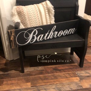 Farmhouse Bathroom Sign / Rustic Hand Painted Wall Decor / Distressed ...