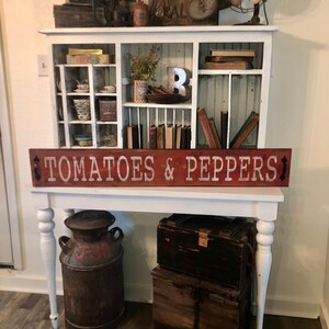 Vintage Sign / Tomatoes and Peppers Sign / Farmhouse Sign / Farmers ...