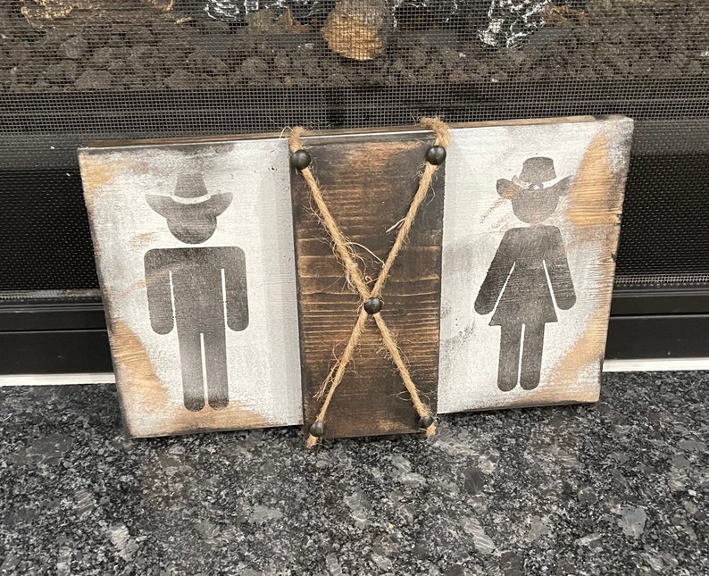 Cowboy Cowgirl Restroom Sign / Bathroom Sign/ Western Sign - Etsy