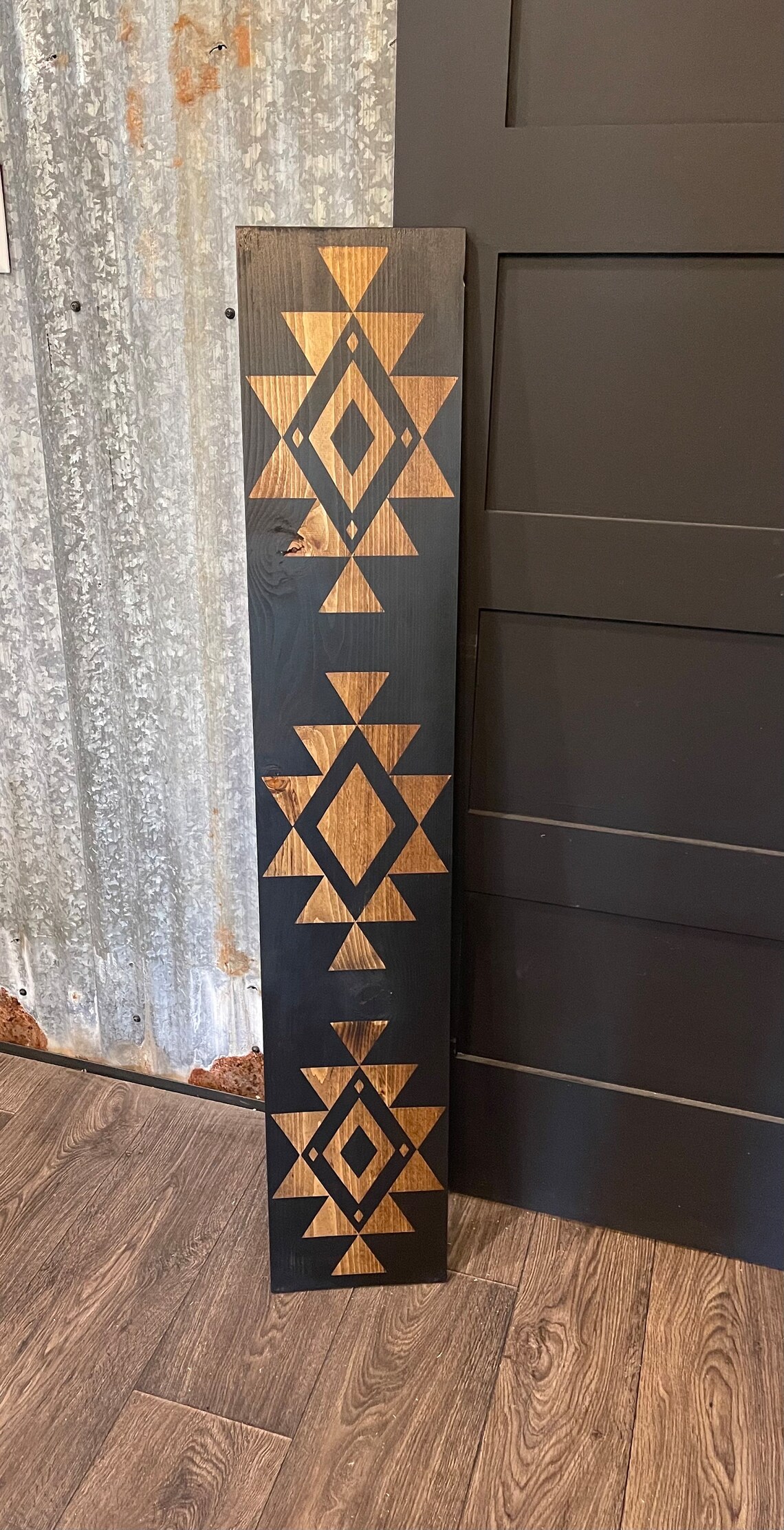 Hand Painted Aztec Wood Sign: Large Rustic Tribal Decor (48” X 11.25 ...