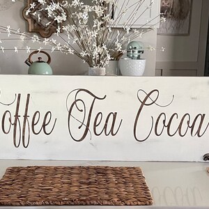 Coffee Tea Cocoa Sign / Rustic Sign / Kitchen Sign / Coffee Bar Sign ...