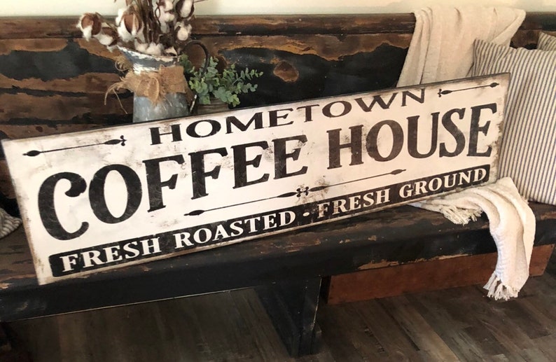 Large Highly Distressed Coffee Sign / Coffee House Sign / - Etsy
