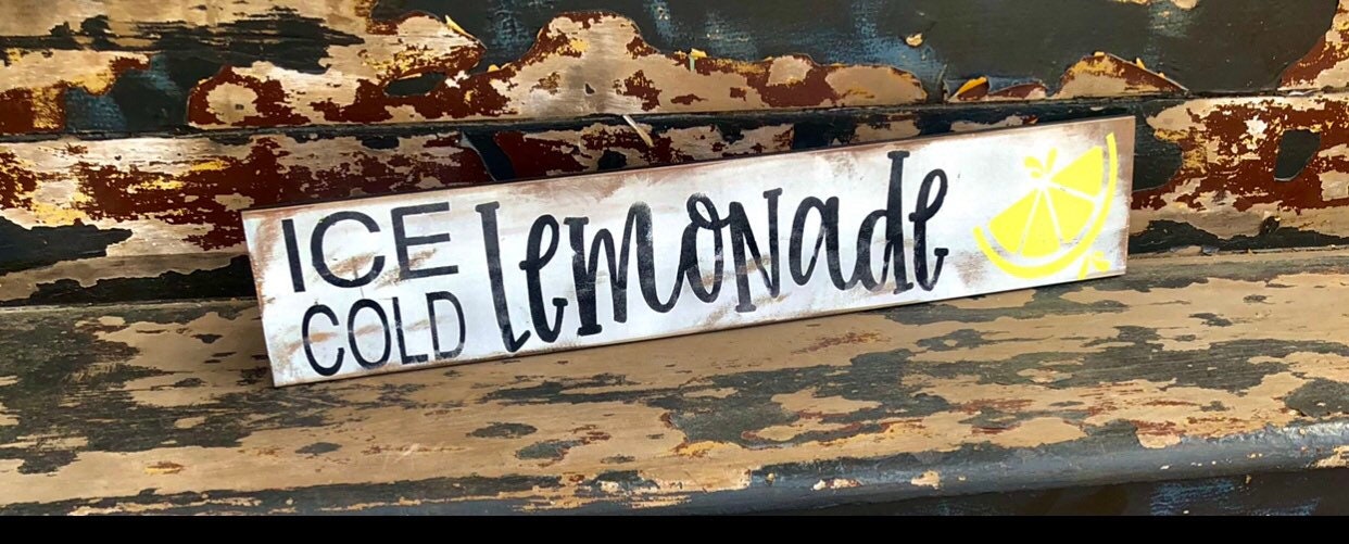 Ice Cold Lemonade Sign / Rustic Lemonade Sign / Lemonade Decor | Etsy