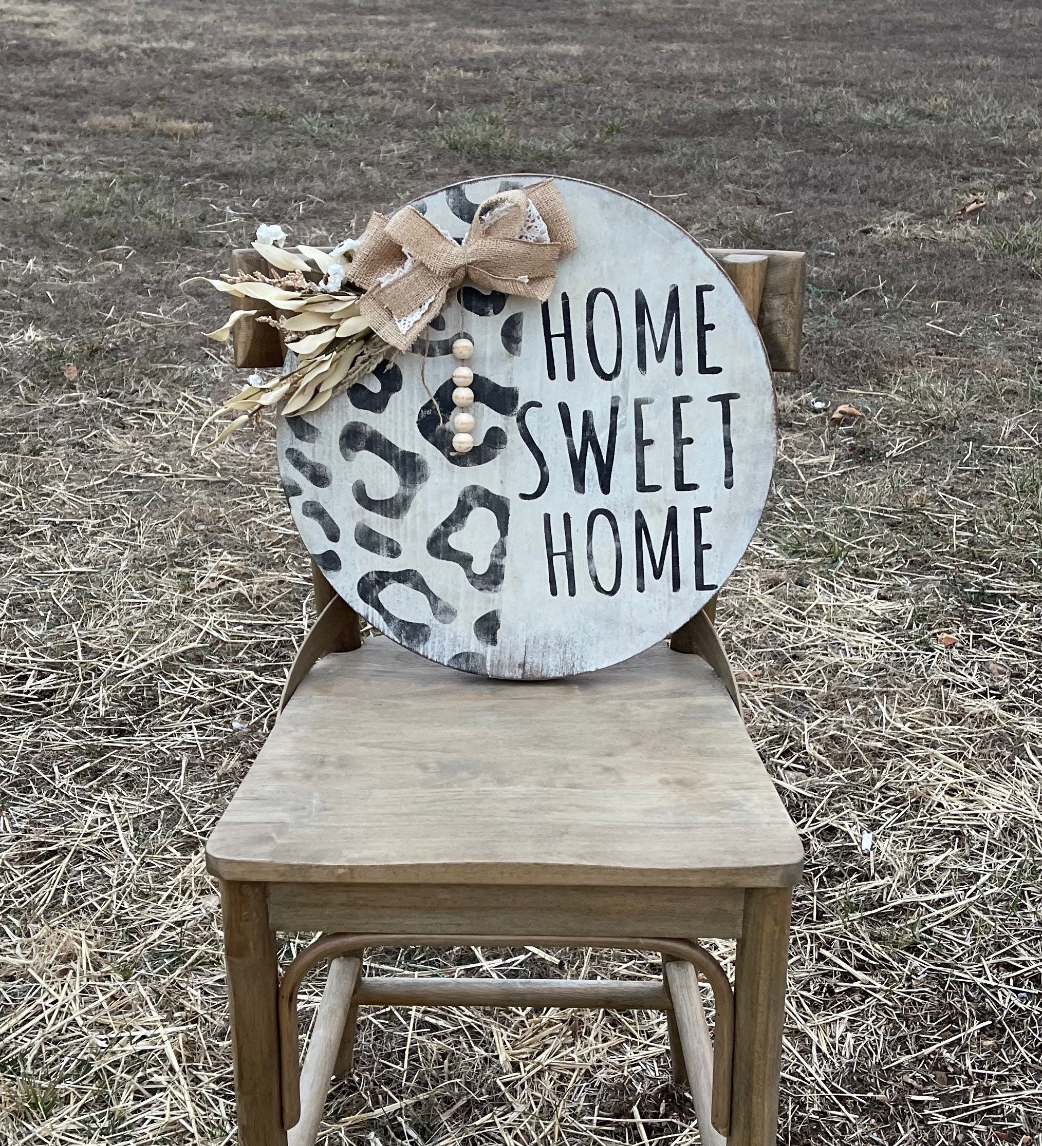 18” Round Door Hanger / Front Door Sign / Home Sweet Home Sign / Round ...