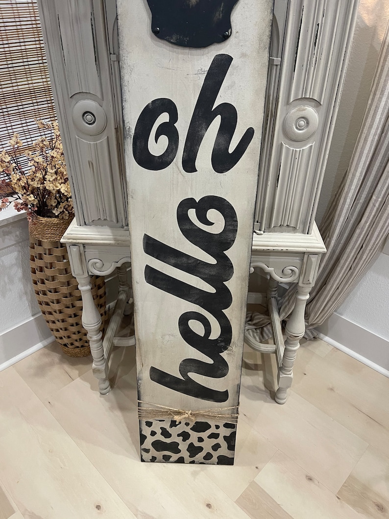 Large Cow Sign / Oh Hello Sign / Western Sign / Cow Print - Etsy