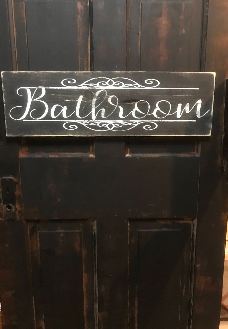 Farmhouse Bathroom Sign / Rustic Hand Painted Wall Decor / - Etsy