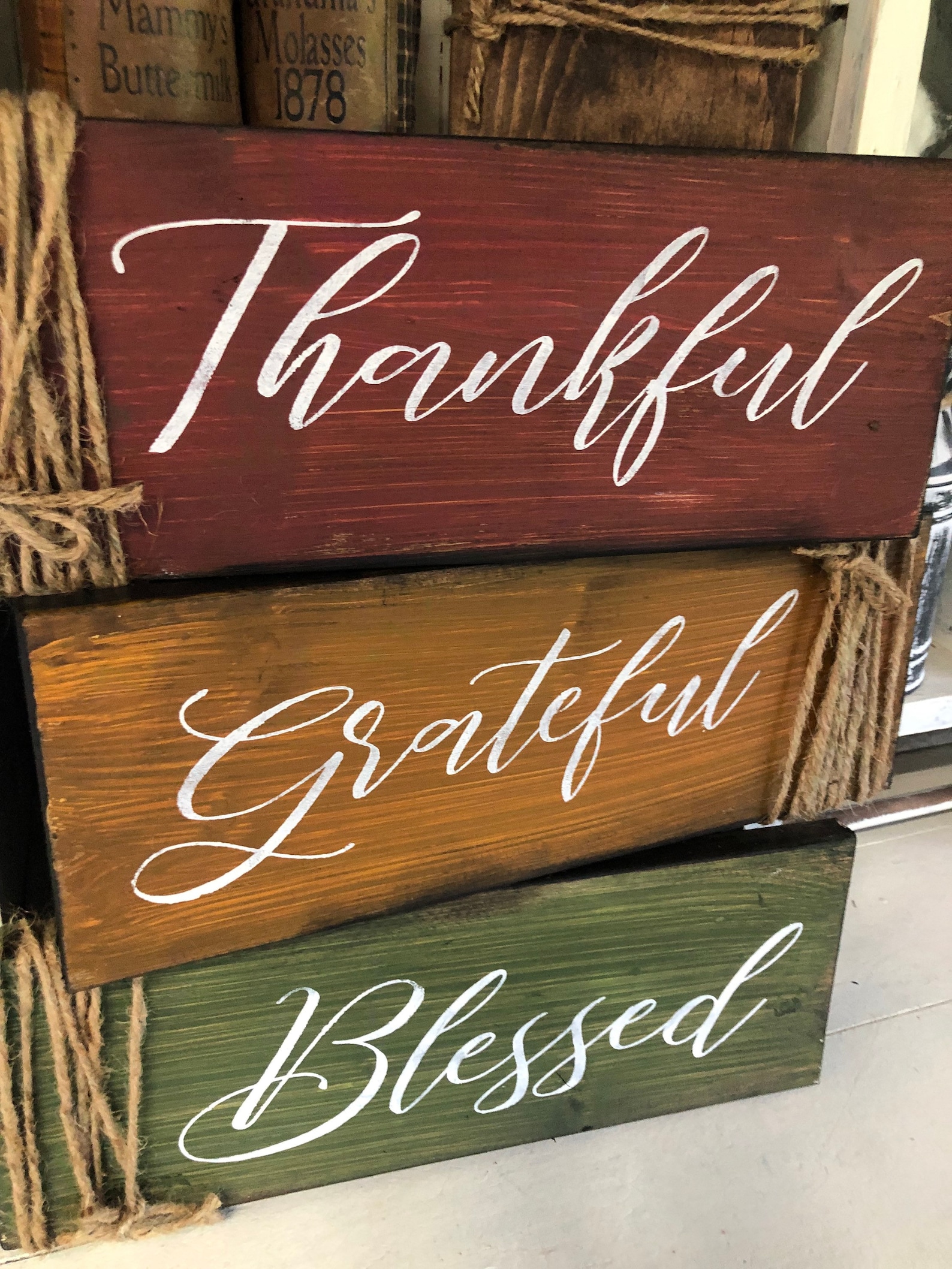 Farmhouse Fall Sign Set: Thankful, Grateful, Blessed Rustic Decor - Etsy
