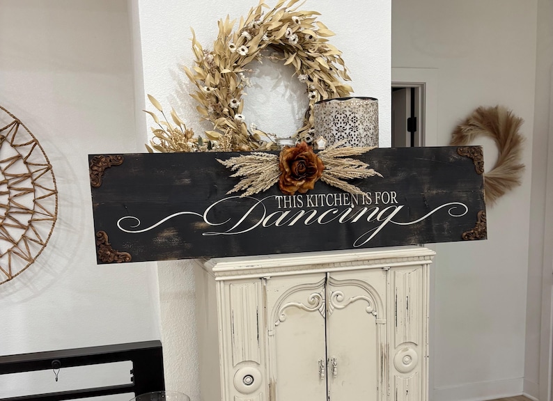 This Kitchen is for Dancing Wood Sign, Hand Painted Rustic Decor - Etsy