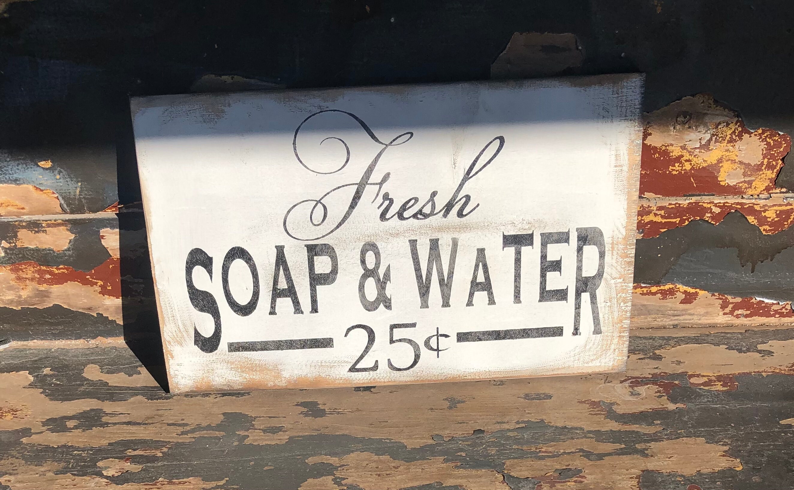 Hand Painted Soap and Water Sign: Rustic Farmhouse Bathroom Decor (18 ...