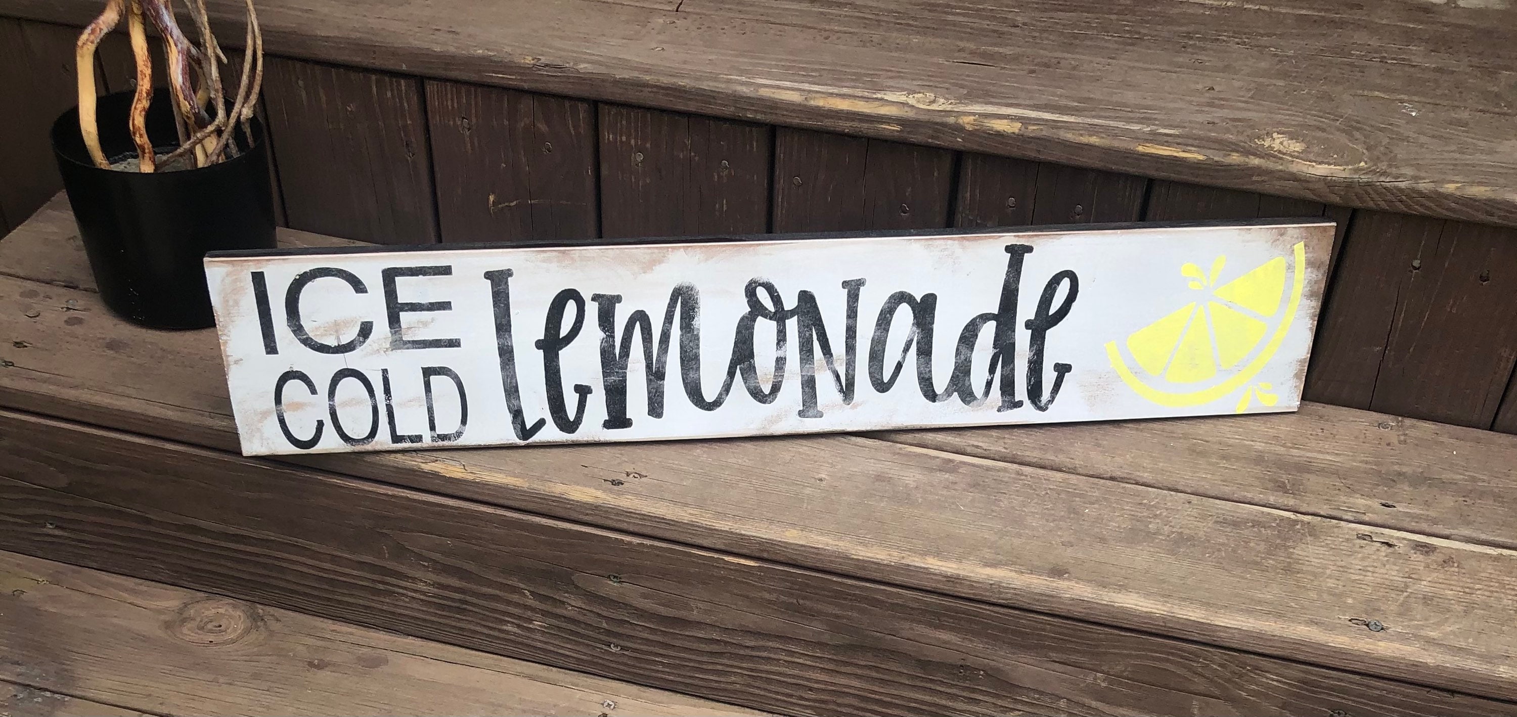 Ice Cold Lemonade Sign / Rustic Lemonade Sign / Lemonade Decor | Etsy