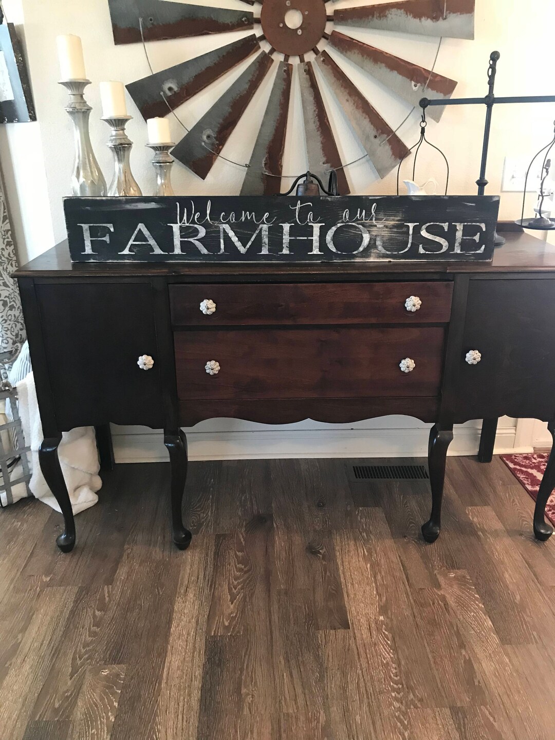 Black Welcome to Our Farmhouse Sign / 4 Ft Farmhouse Sign / Rustic Sign ...