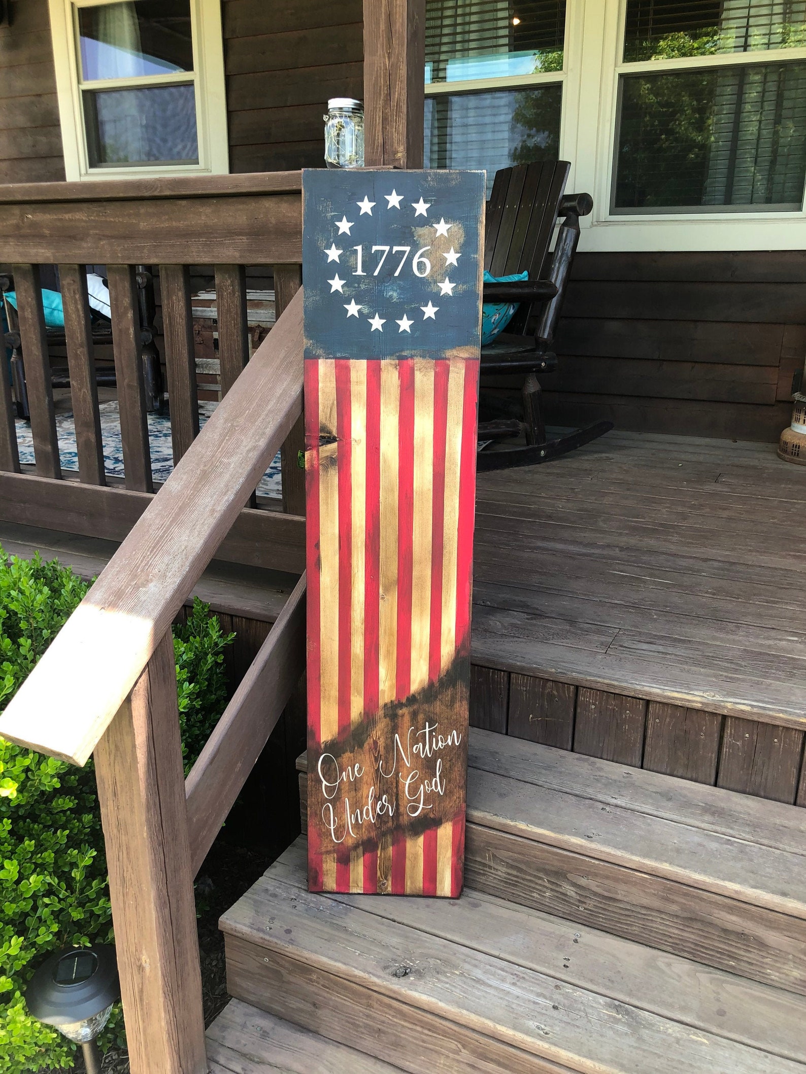 Patriotic Flag Sign / Porch Sign / Patriotic Flag Sign / Flag - Etsy